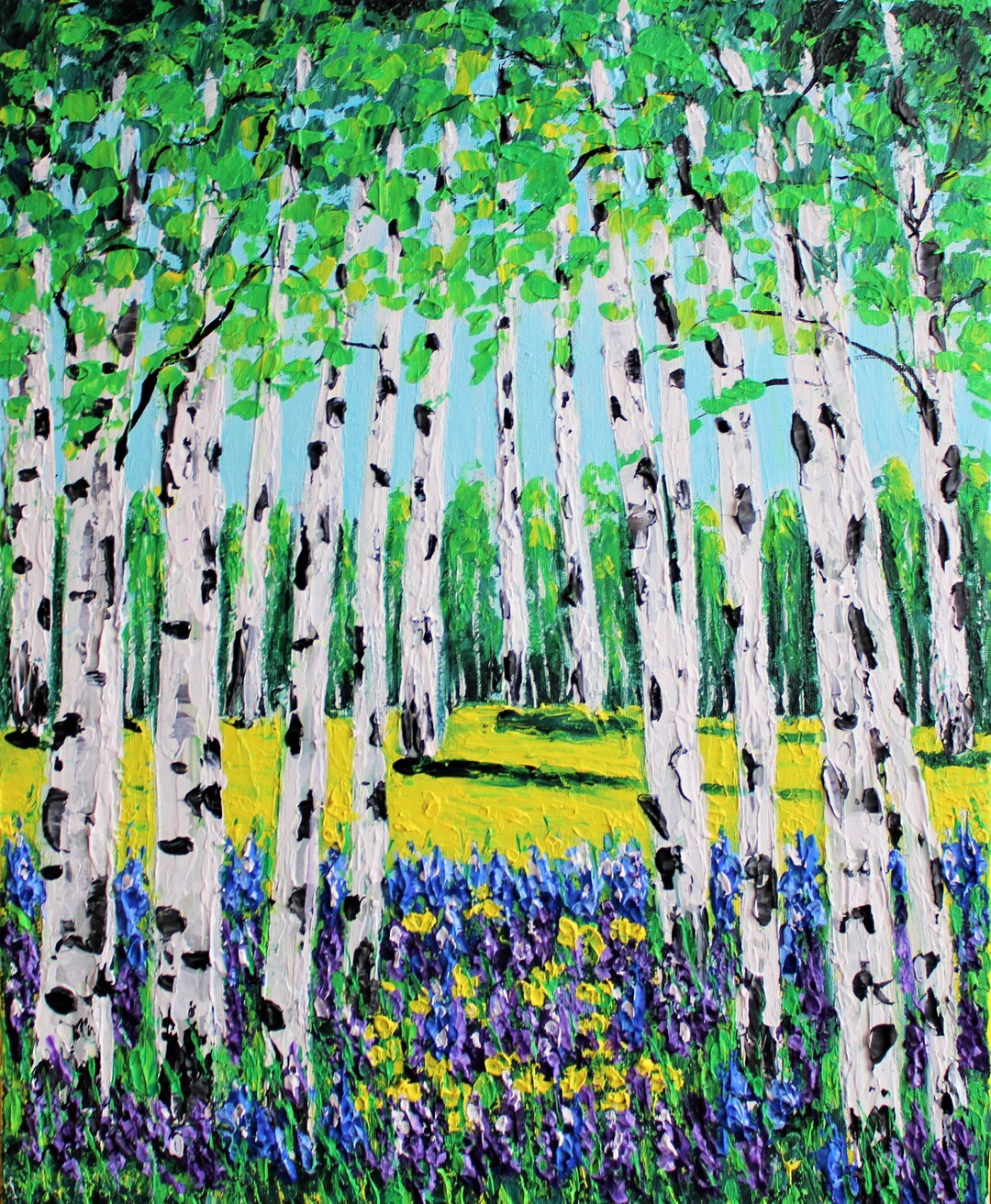 Spring in Birch Forest. Original Acrylic Painting on Canvas 16x20in ...