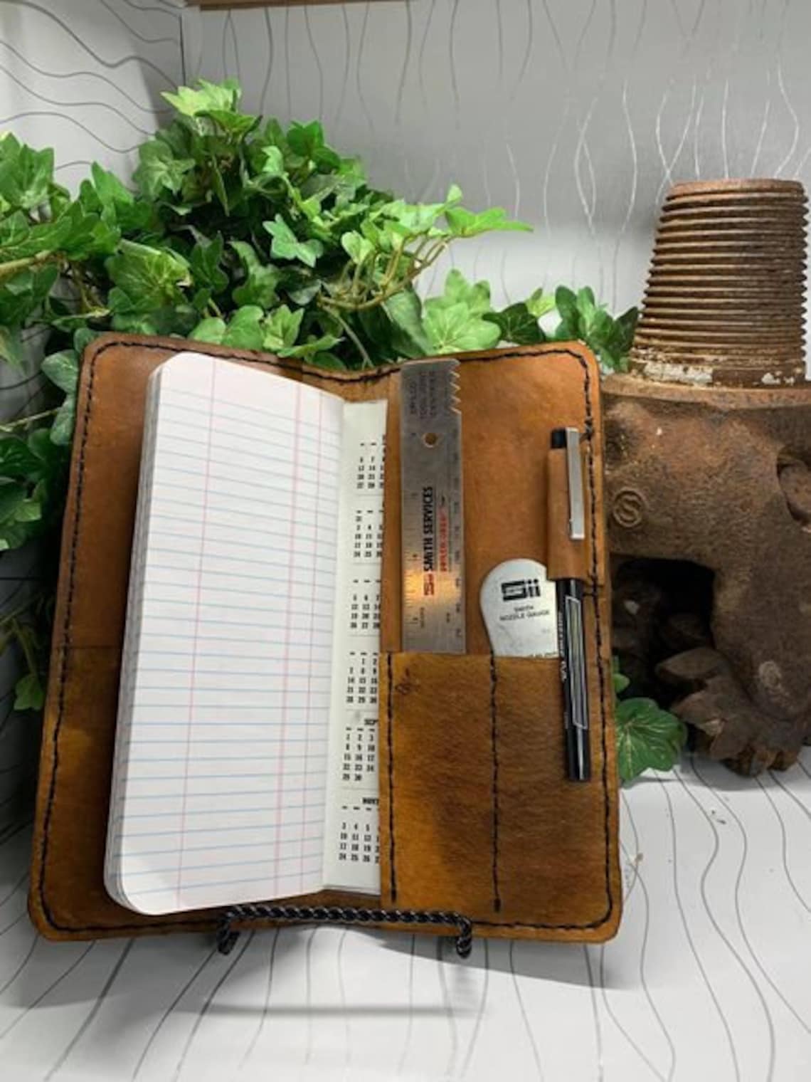 Handmade Leather Bifold tally book cover | Etsy