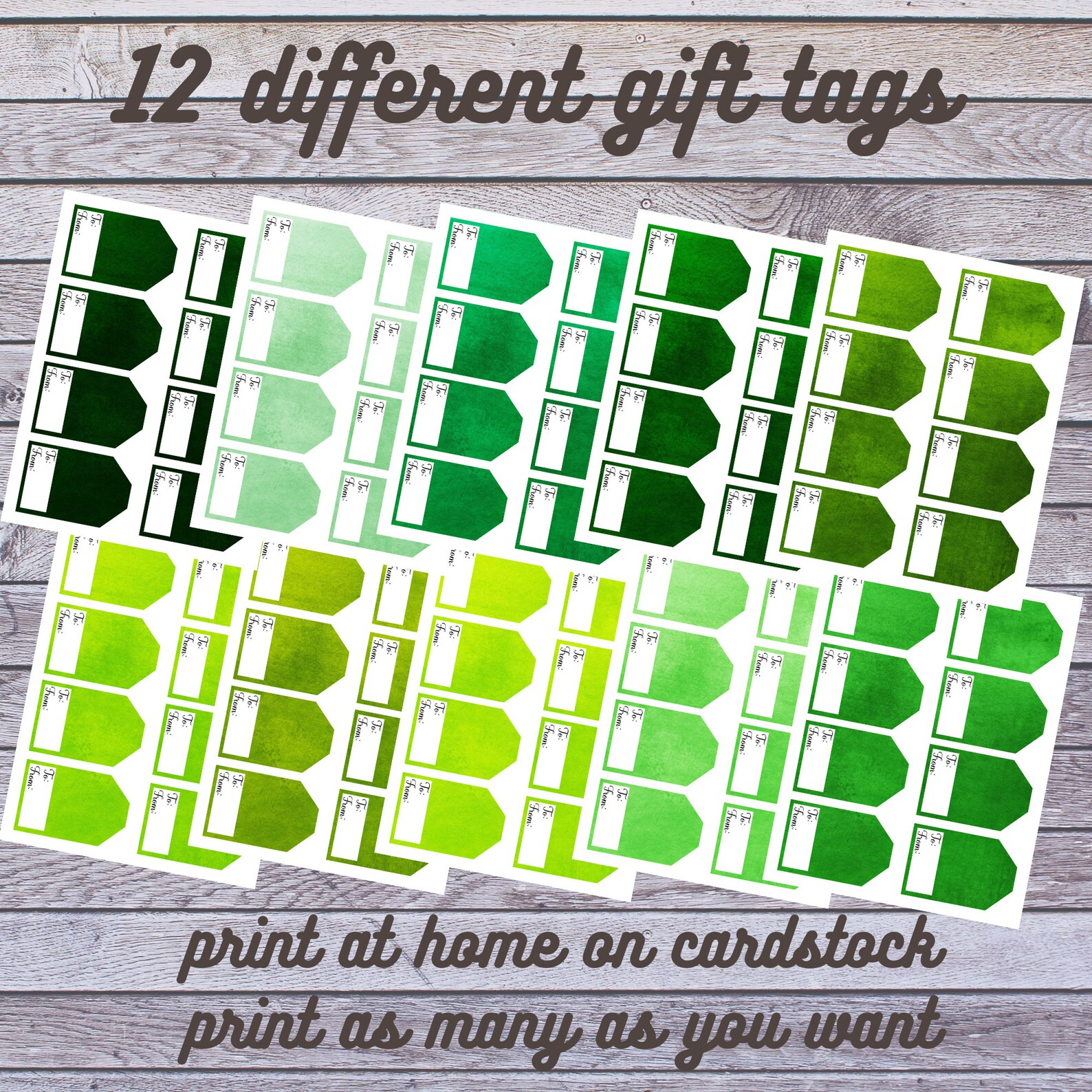 Textured Greens Printable Tags Spring Gift Tags Printable - Etsy