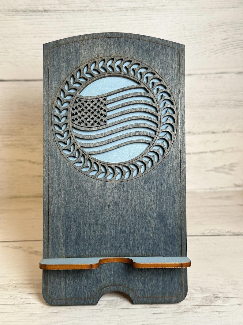 Cell Phone Stand SVG American Flag Patriotic for Glowforge Xtool Laser ...
