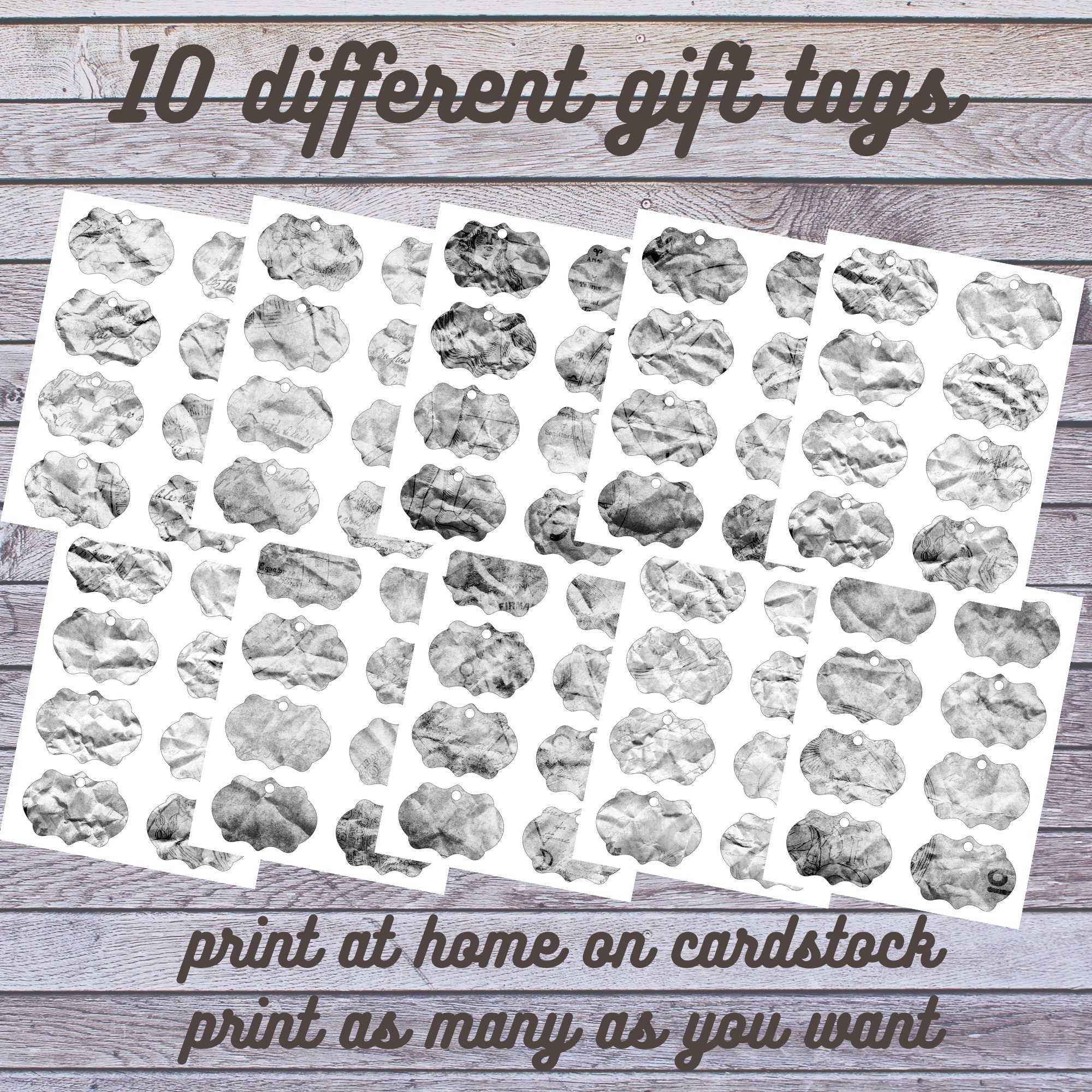 Charcoal Parchment Printable Tags Spring Gift Tags Printable | Etsy