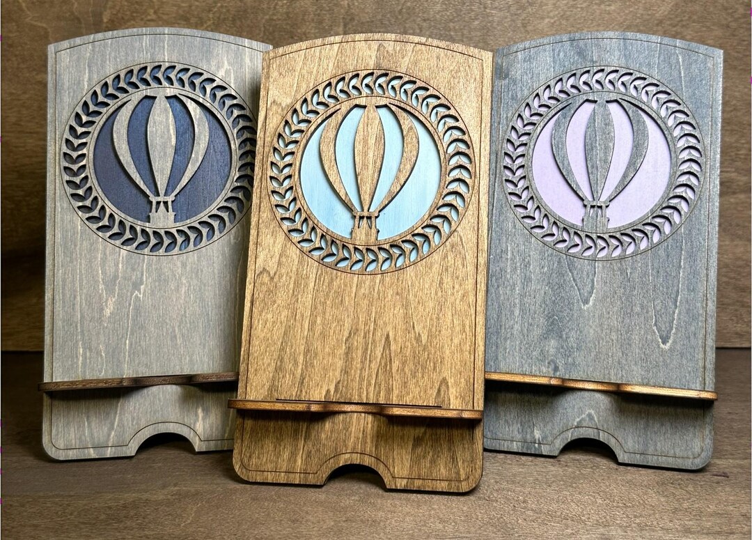 Cell Phone Stand SVG Hot Air Balloon for Glowforge Xtool Laser Cutter ...