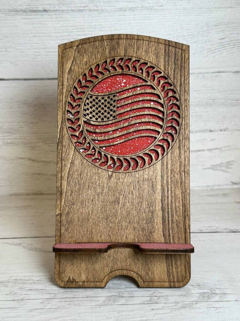 Cell Phone Stand SVG American Flag Patriotic for Glowforge Xtool Laser ...