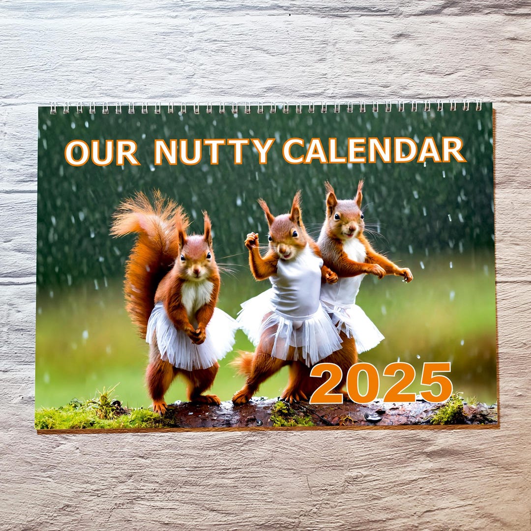 2025 Squirrel Calendar - Double Page - Etsy