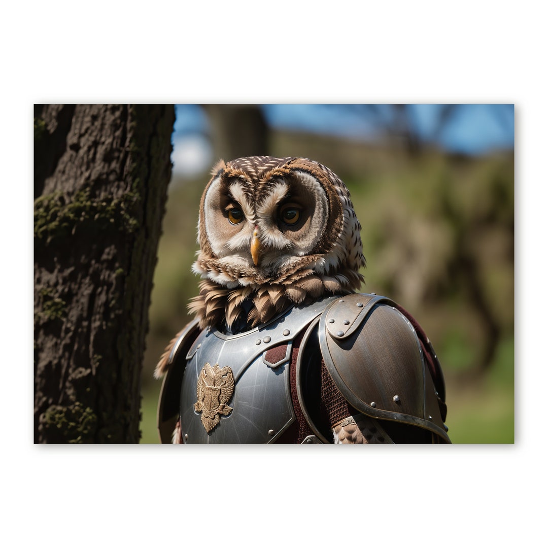 Tawny Knight Owl in Armour Print (september in Highland Knights 2024 ...