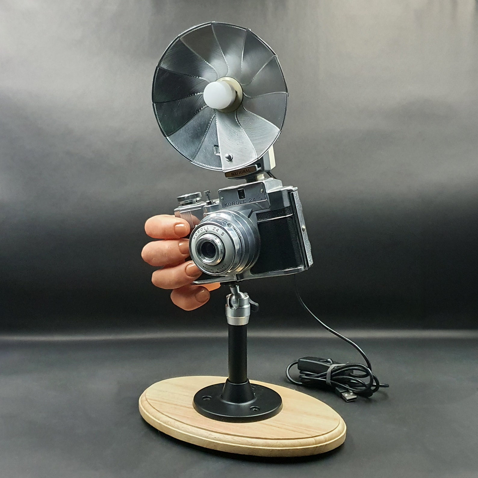 Vintage Koroll 24S Camera Upcycled USB Lamp With Paulownia Base - Etsy