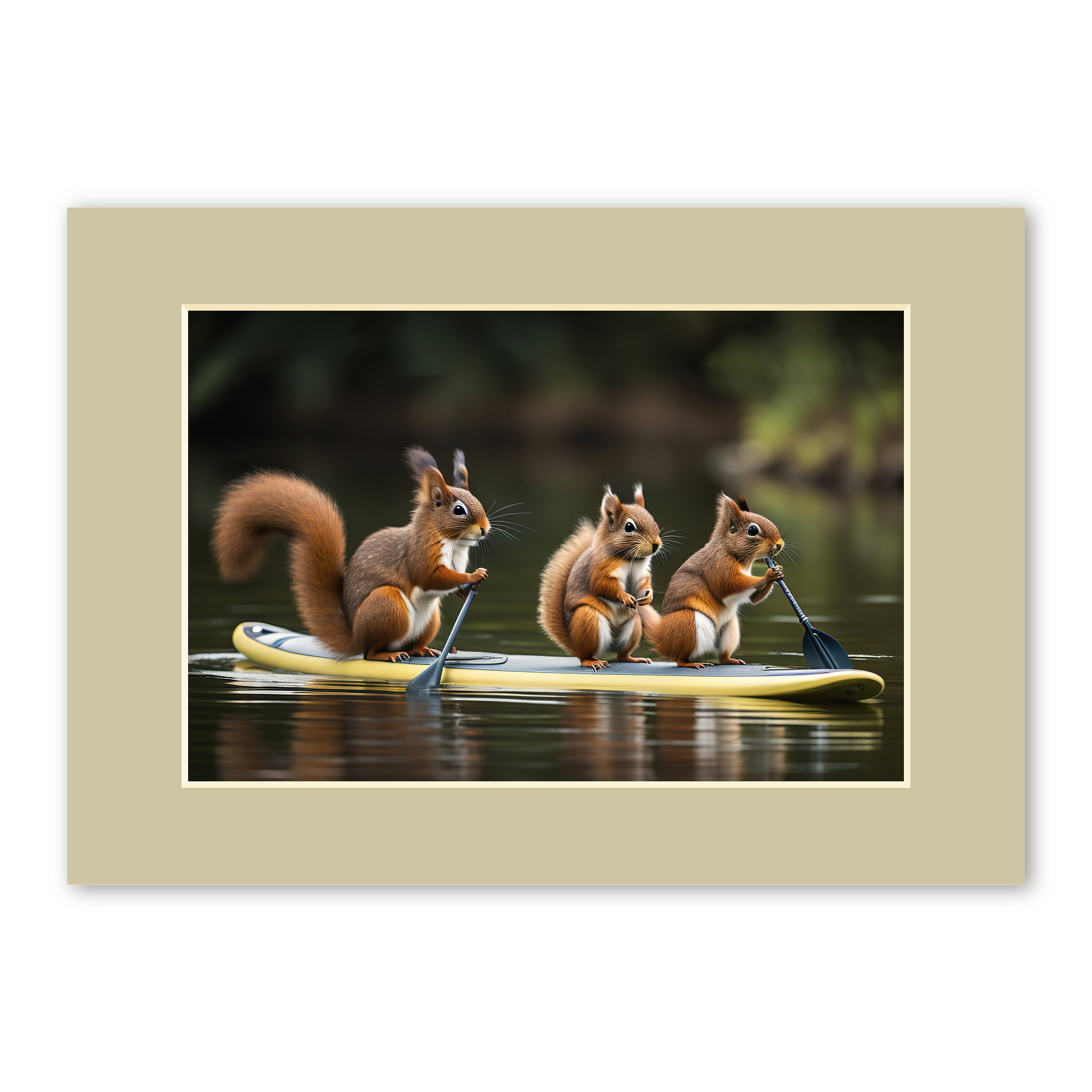 Red Squirrels Paddle Boarding Scottish Wildlife Print (june in 2024 ...