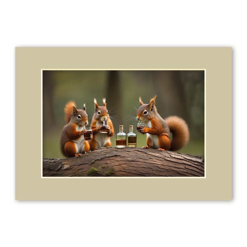 Red Squirrels Drinking Whisky Scottish Wildlife Print (january in 2024 ...