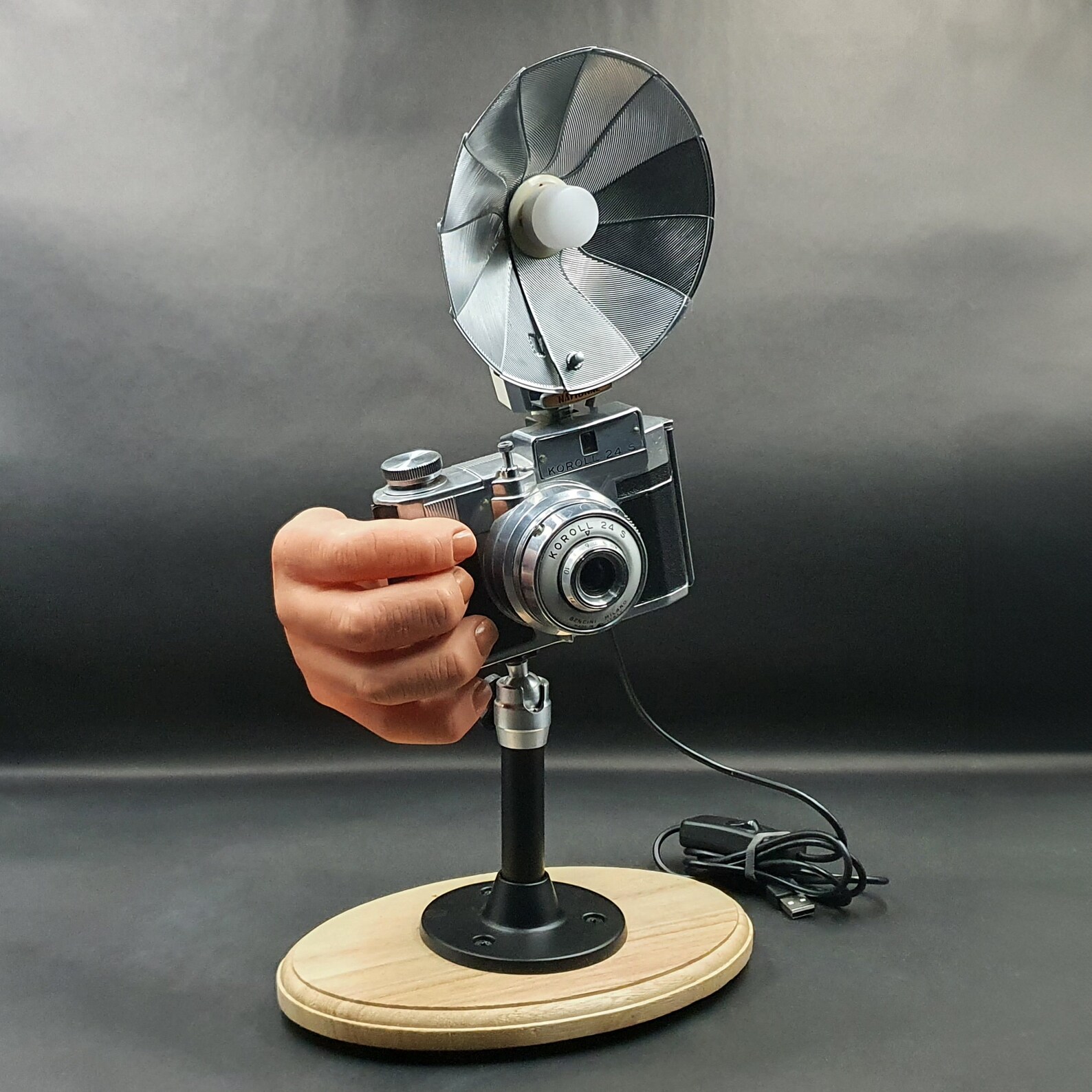Vintage Koroll 24S Camera Upcycled USB Lamp With Paulownia Base - Etsy