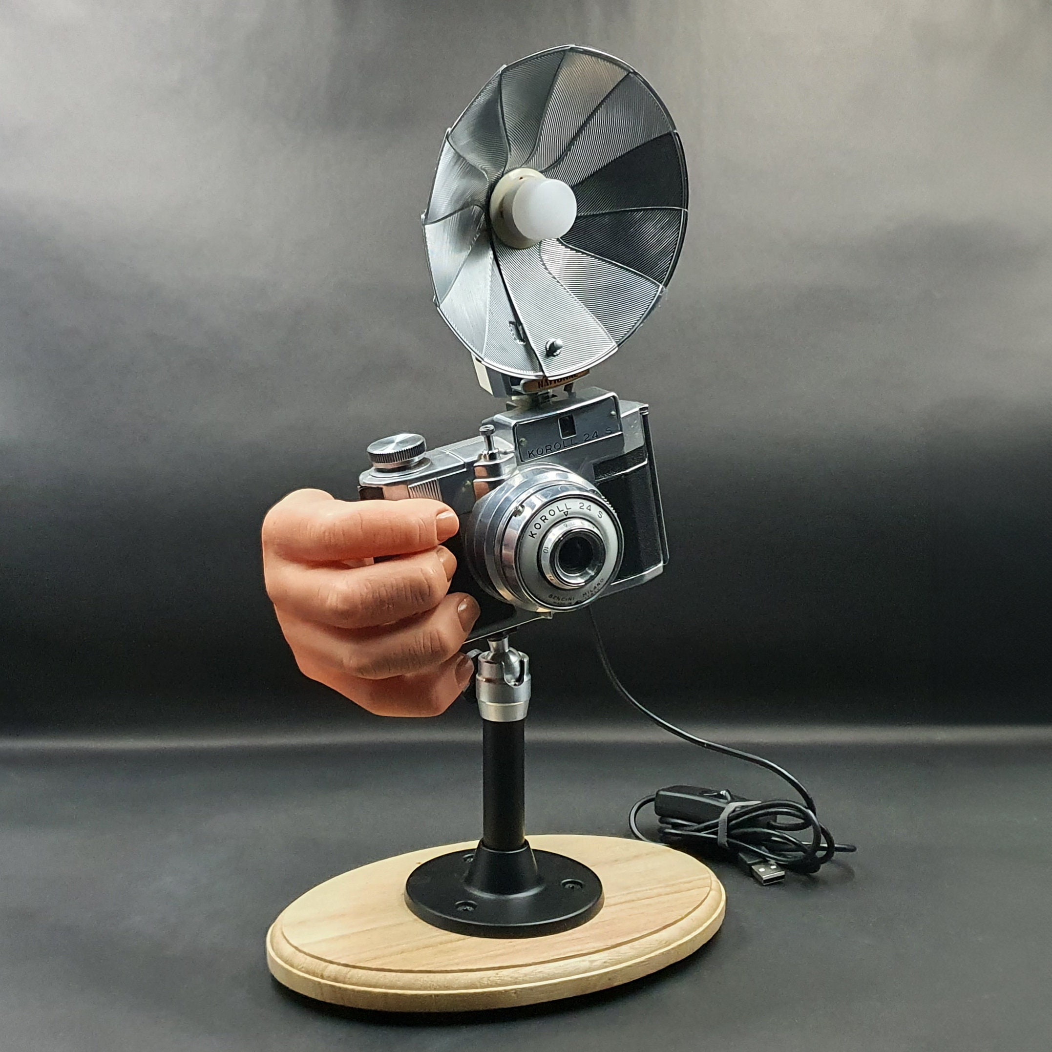 Vintage Koroll 24S Camera Upcycled USB Lamp With Paulownia Base - Etsy