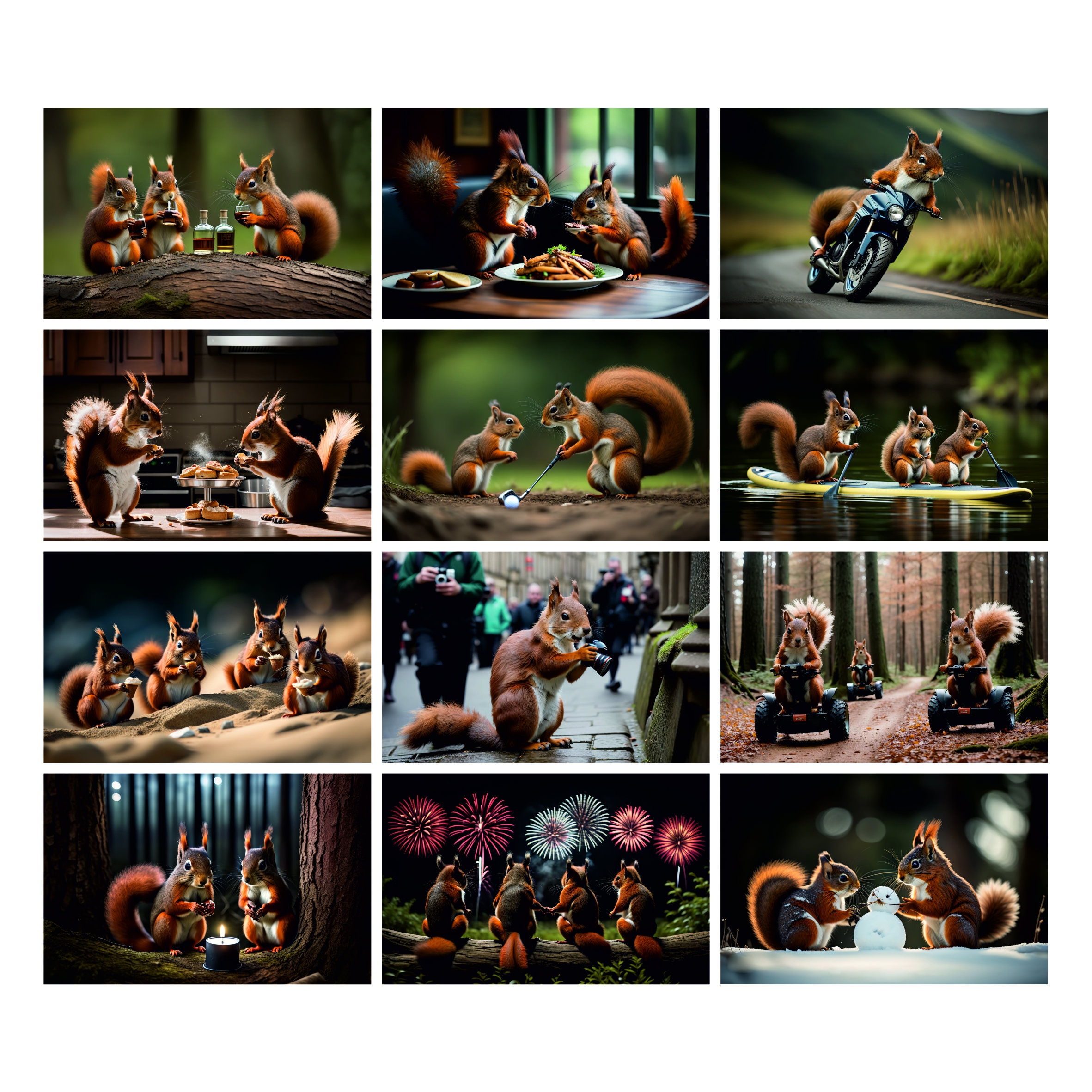 2024 Squirrel Calendar Single Page - Etsy