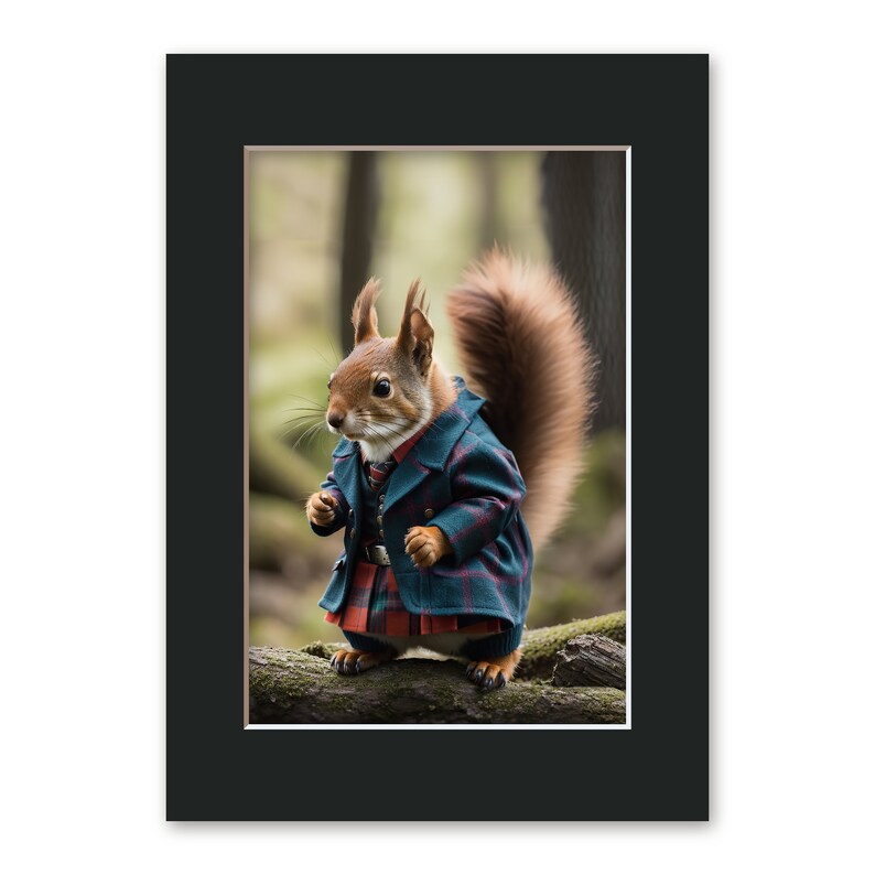Red Squirrel Wearing Tartan Jacket and Kilt Scottish Wildlife Print ...