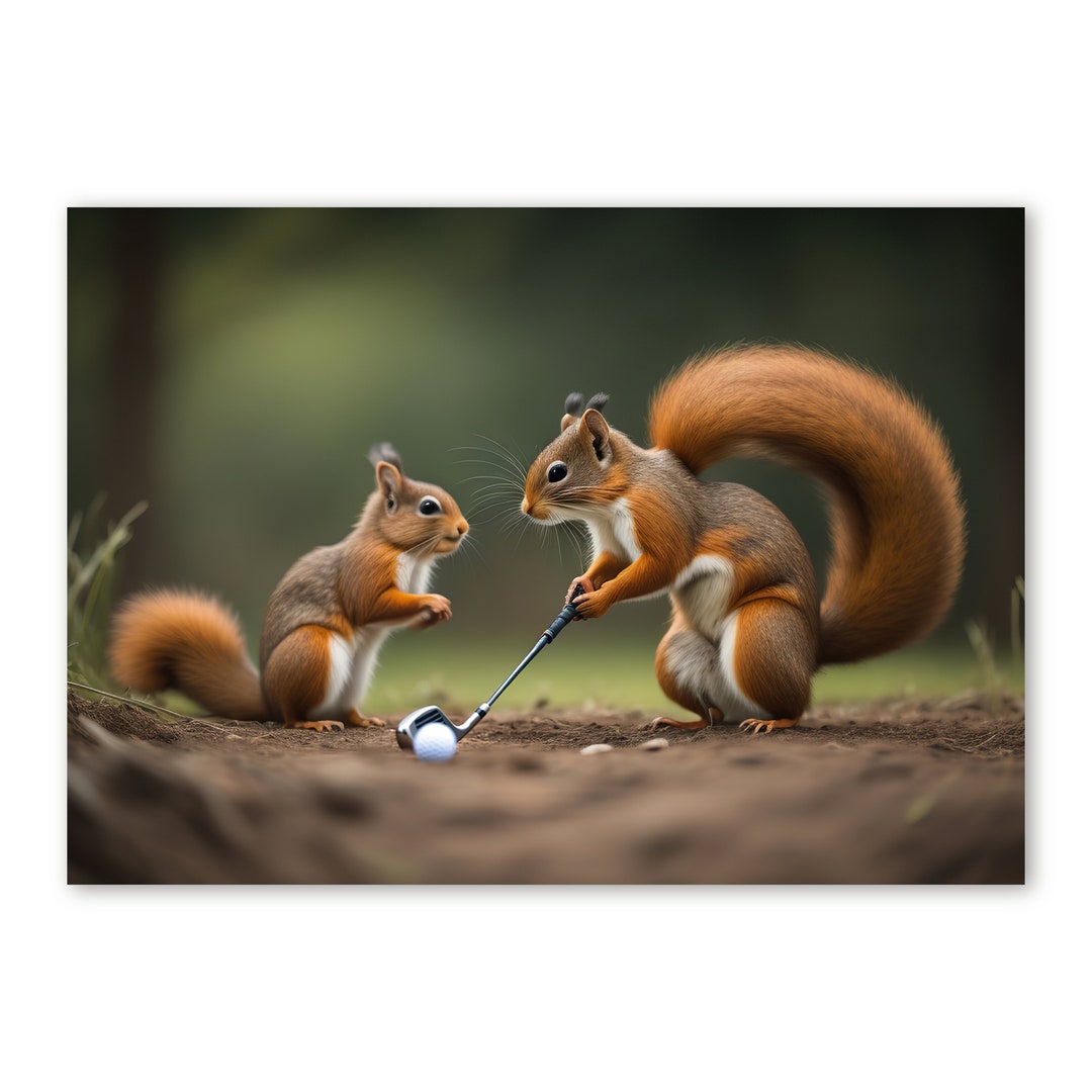 Red Squirrels Playing Golf Scottish Wildlife Print (may in 2024 ...