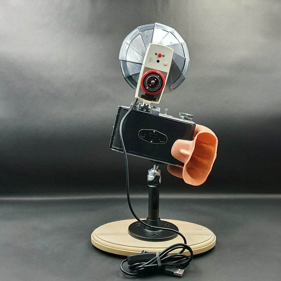 Vintage Koroll 24S Camera Upcycled USB Lamp With Paulownia Base - Etsy