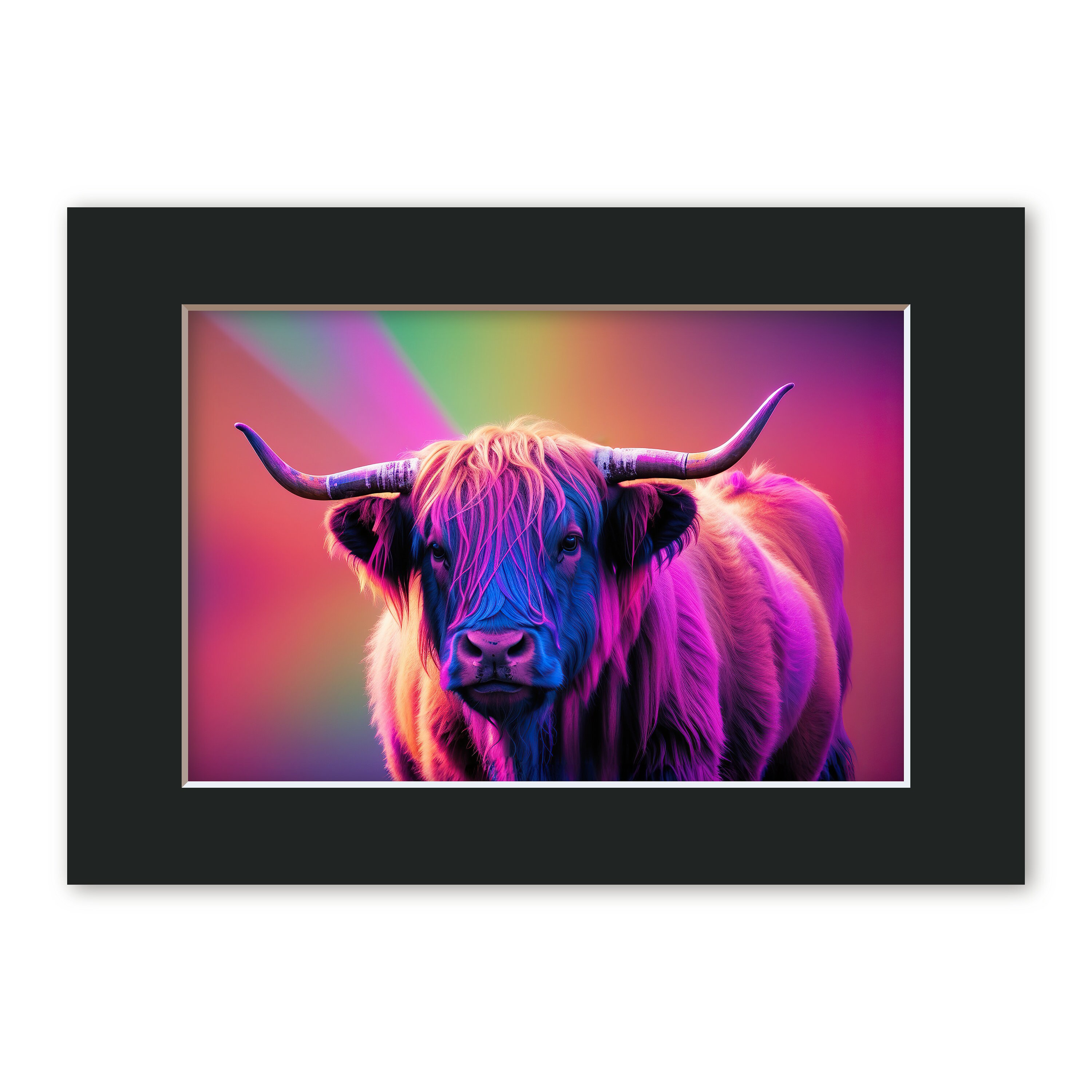 Neon Highland Cow Standing in a Field Print (neon Coos #11) - Etsy