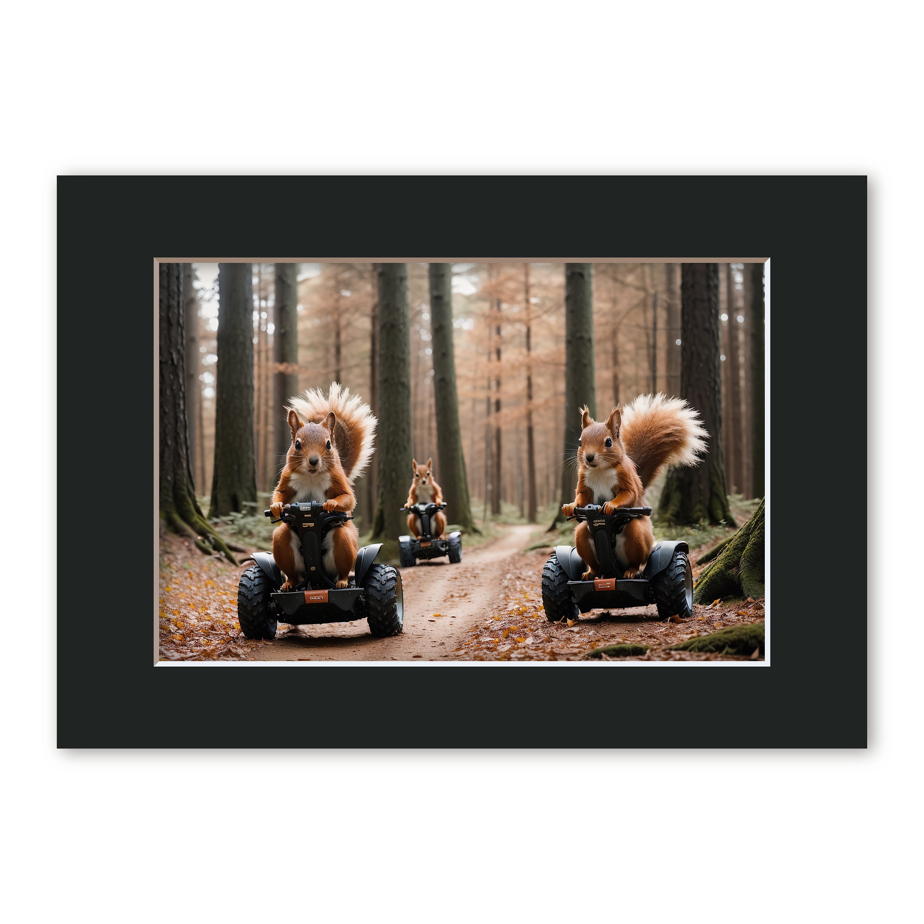 Red Squirrels on Segways in Forest Scottish Wildlife Print (september ...
