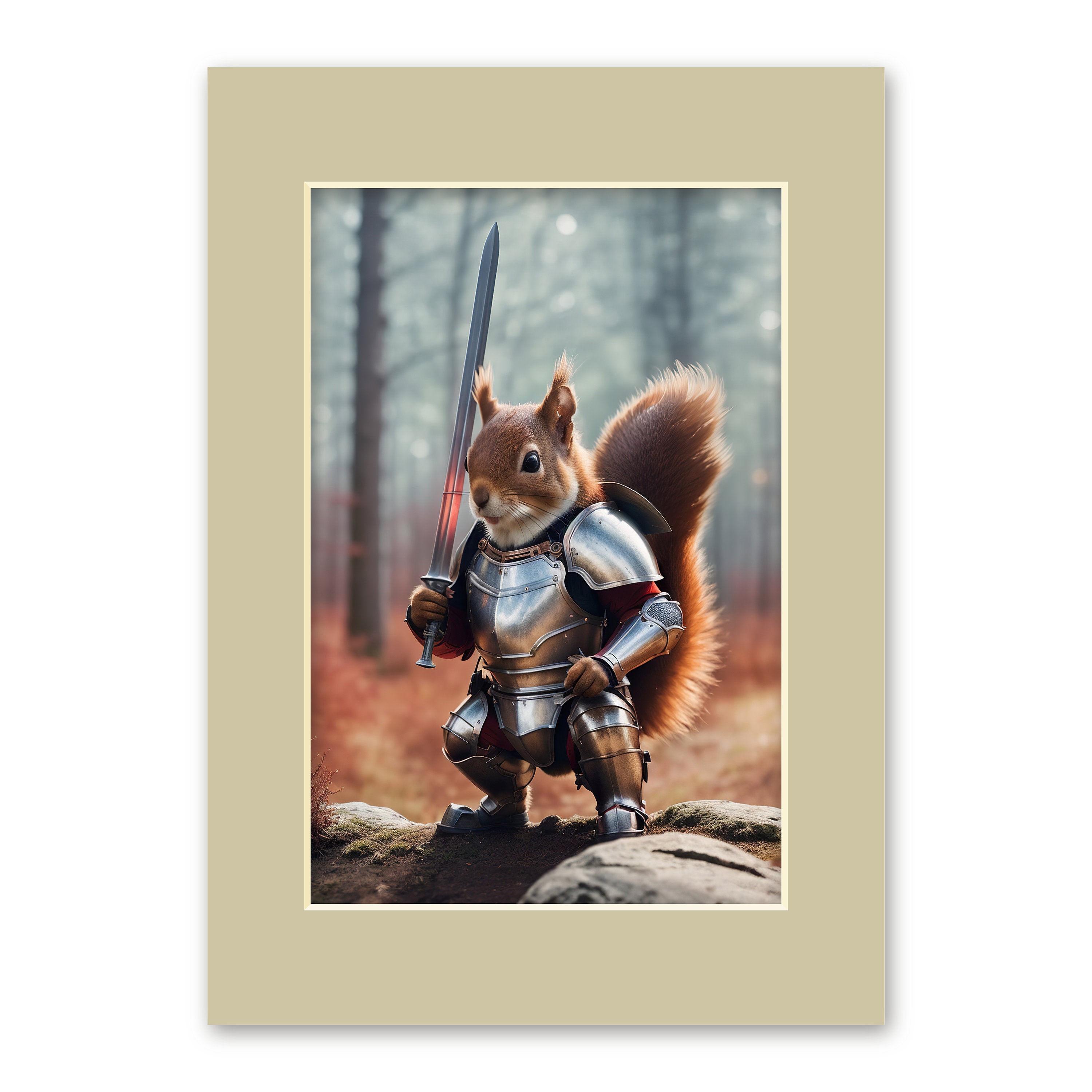Red Squirrel in a Suit of Armour Holding A Sword Print - Etsy