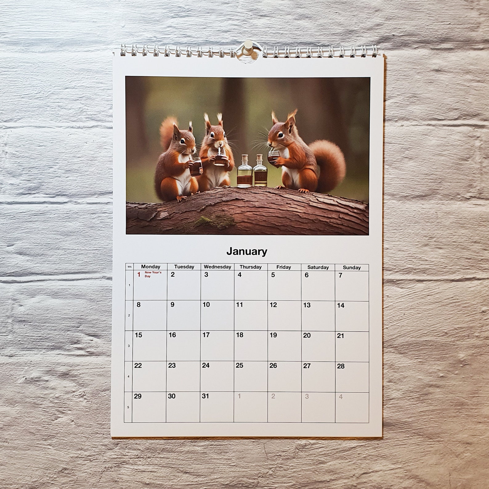 2024 Squirrel Calendar Single Page - Etsy