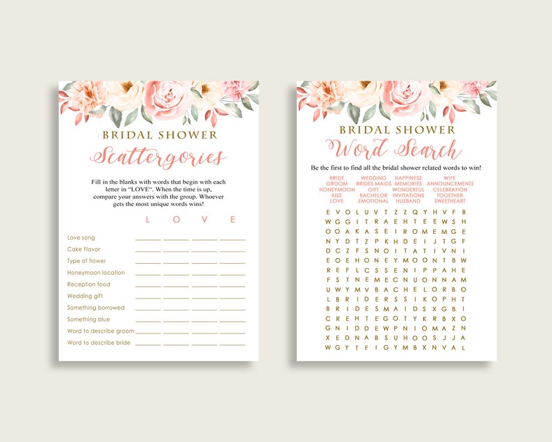 Blush Flowers Bridal Shower Games Bundle Pink Yellow Games - Etsy