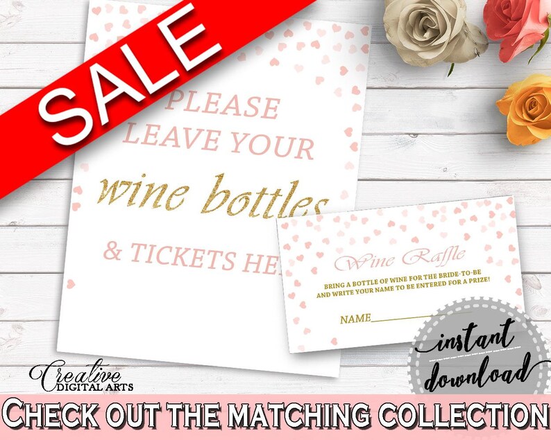 Wine Raffle Bridal Shower Wine Raffle Pink and Gold Bridal - Etsy