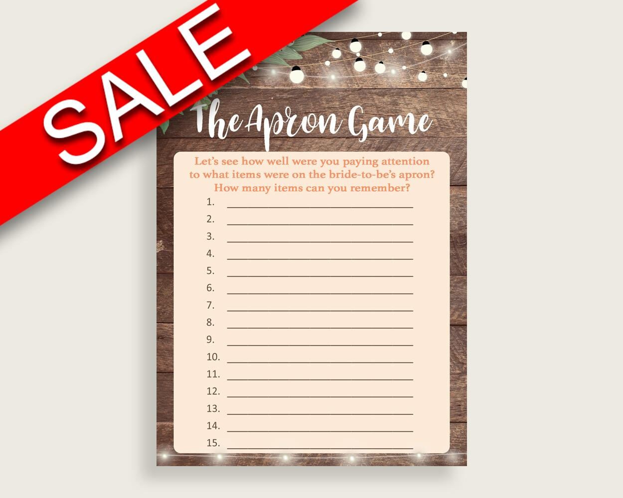 The Apron Game Bridal Shower the Apron Game Rustic Bridal - Etsy