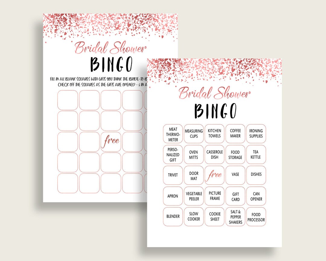 Confetti Bridal Shower Bingo Cards Printable, 60 Prefilled Bingo Game ...