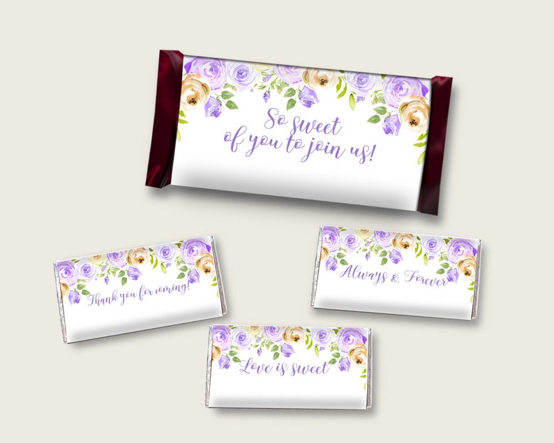 Purple Floral Hershey's Chocolate Bar Wrappers Printable - Etsy