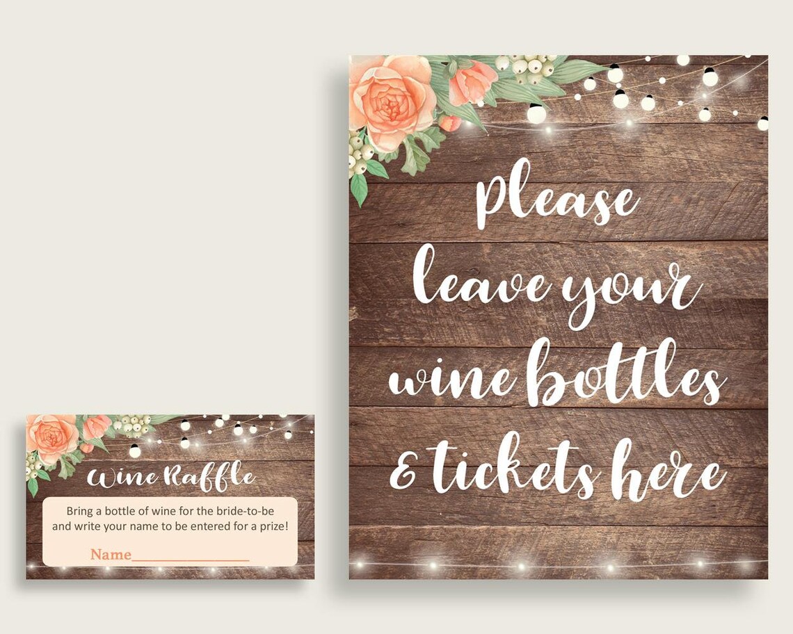 Wine Raffle Bridal Shower Wine Raffle Rustic Bridal Shower - Etsy