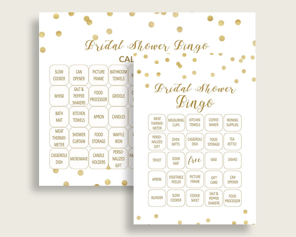 Gold Confetti Bridal Shower Bingo Cards Printable 60 | Etsy