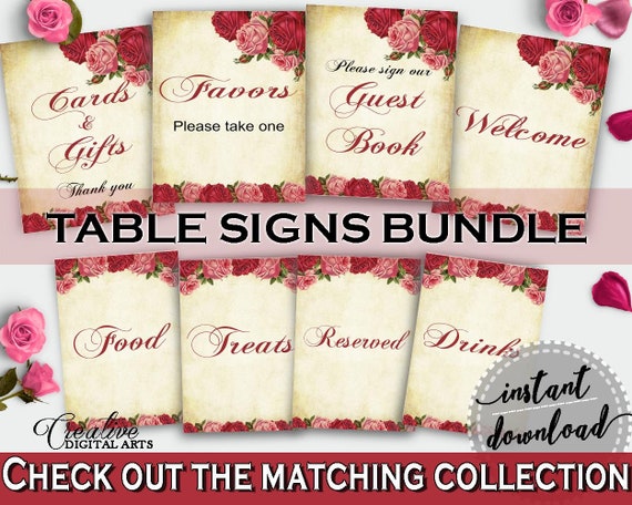 Table Signs Bridal Shower Table Signs Vintage Bridal Shower - Etsy