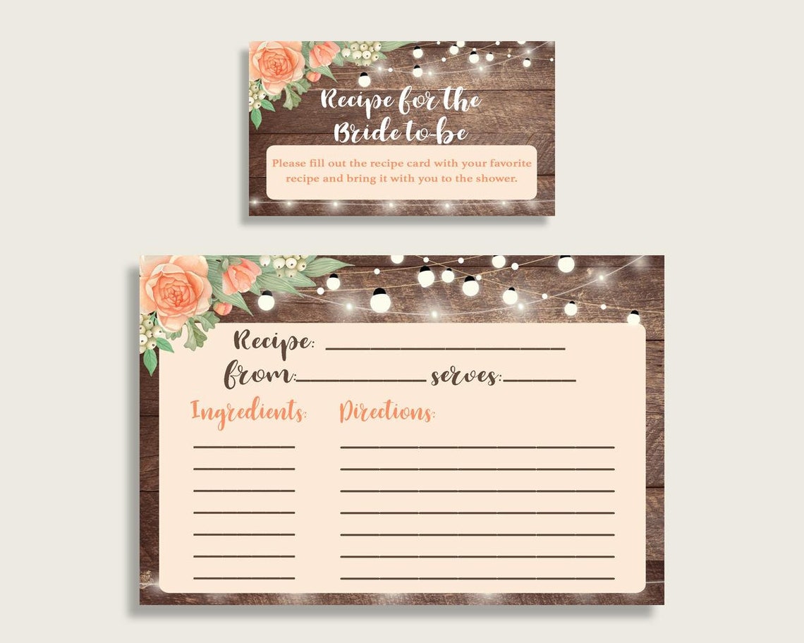 Recipe For The Bride To Be Bridal Shower Recipe For The Bride | Etsy