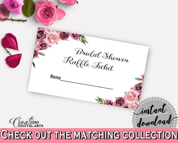 Raffle Ticket Bridal Shower Raffle Ticket Floral Bridal Shower | Etsy