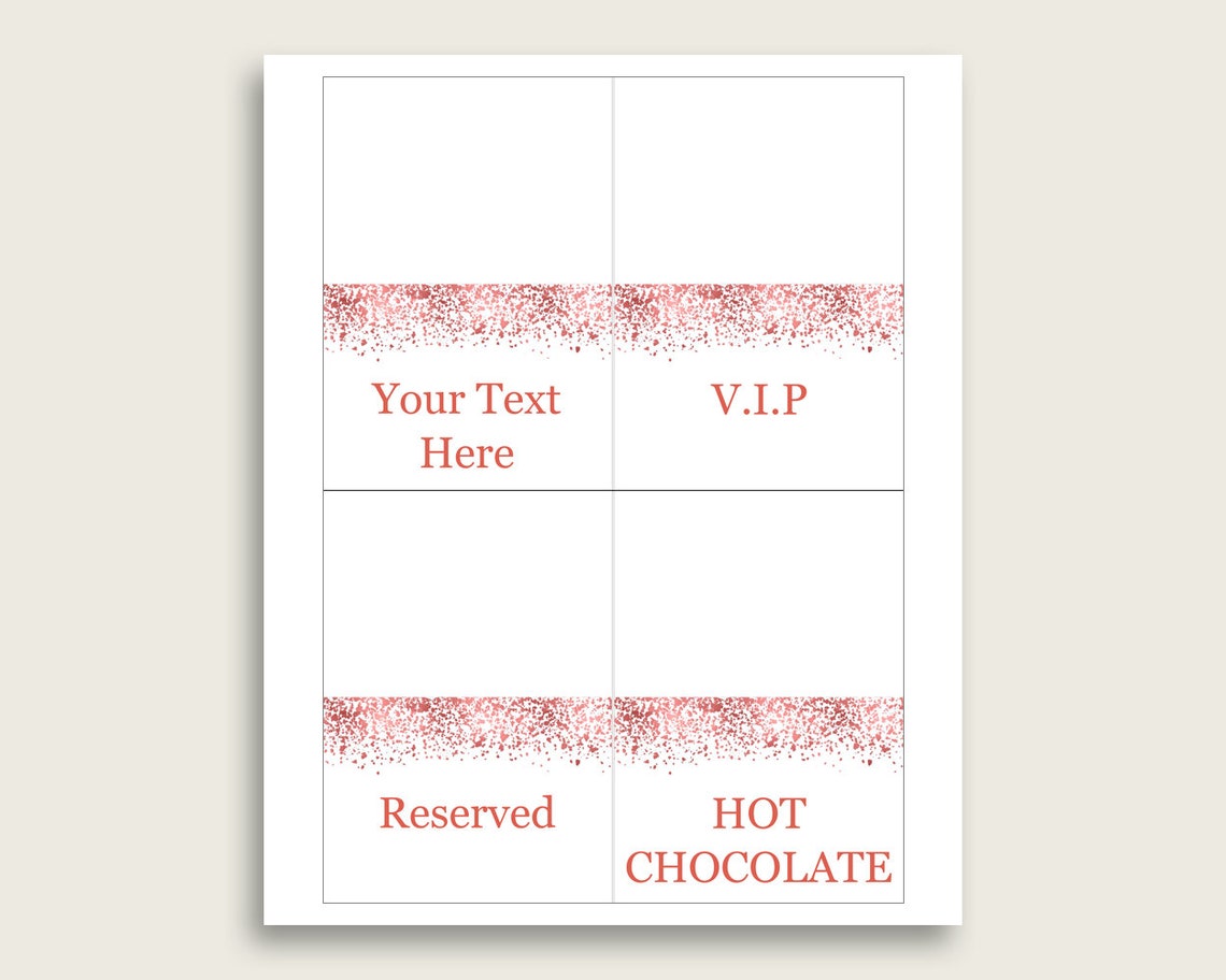 Confetti Food Tent Cards Printable Rose Gold White Table Tent - Etsy