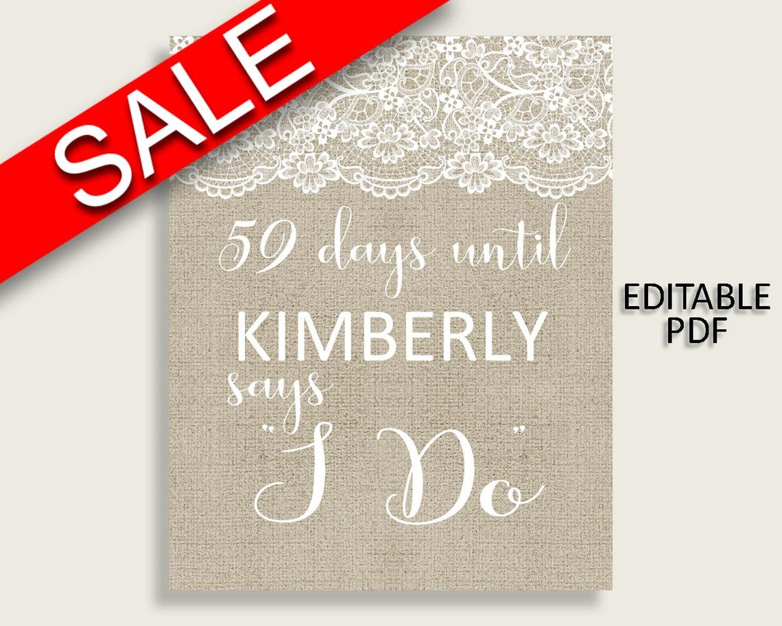 Days Until I Do Bridal Shower Days Until I Do Burlap and Lace | Etsy
