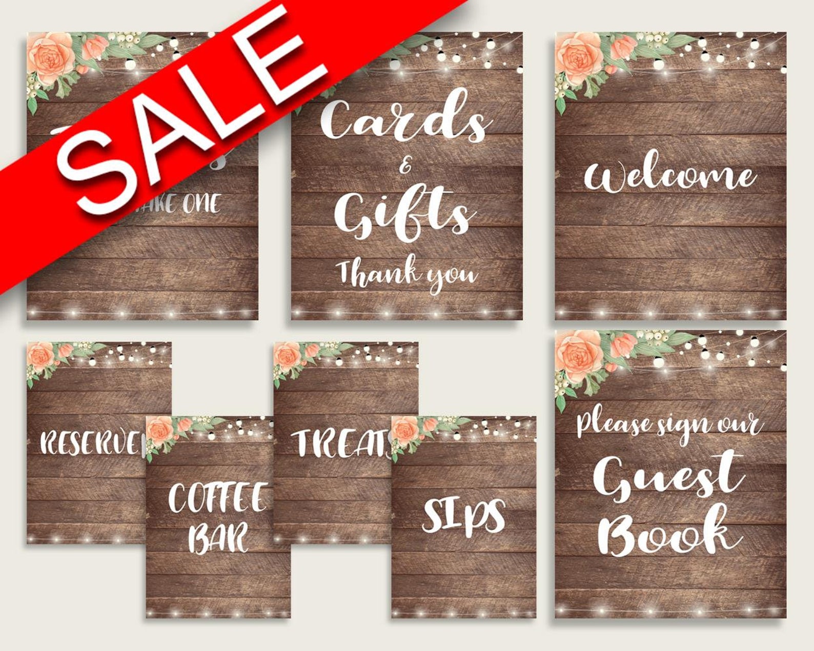 Table Signs Bridal Shower Table Signs Rustic Bridal Shower | Etsy