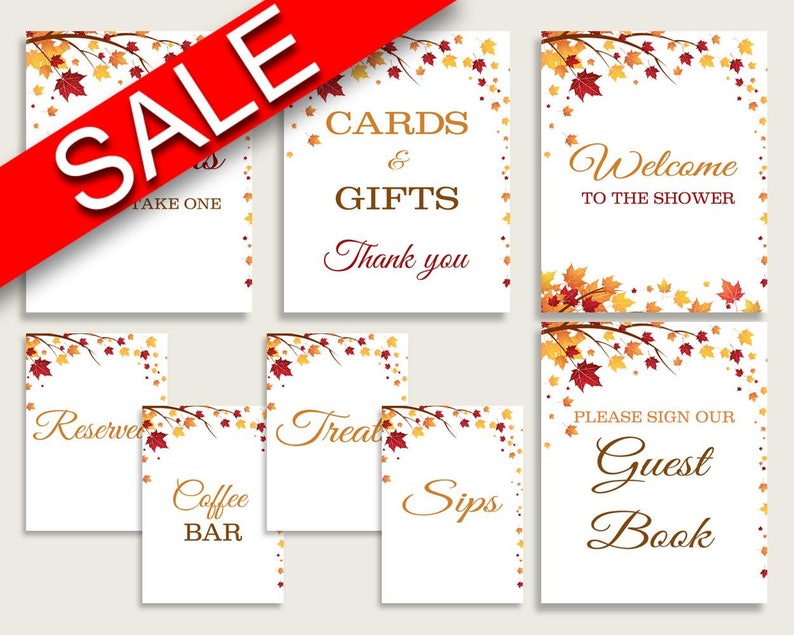 Table Signs Bridal Shower Table Signs Fall Bridal Shower Table | Etsy