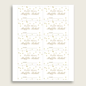 Gold Confetti Bridal Shower Raffle Tickets, Gold White Bridal Shower ...