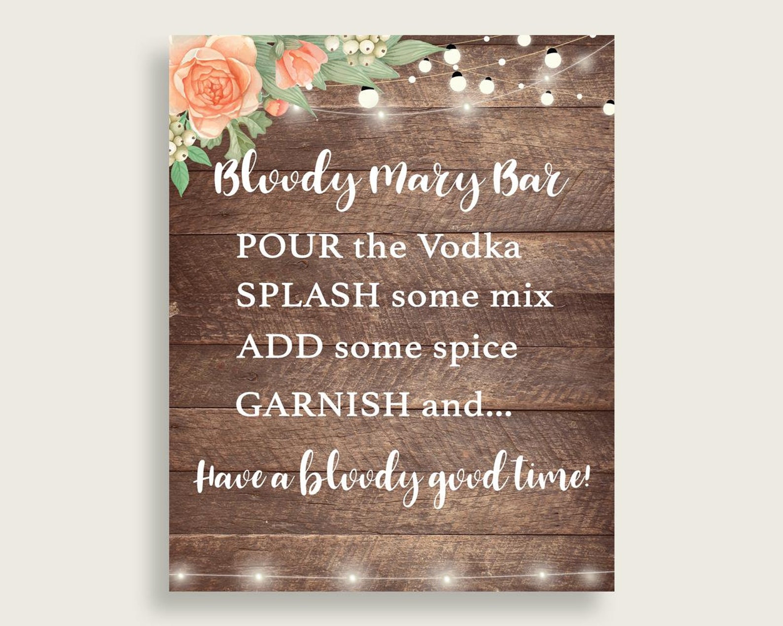 Bloody Mary Bridal Shower Bloody Mary Rustic Bridal Shower Bloody Mary ...
