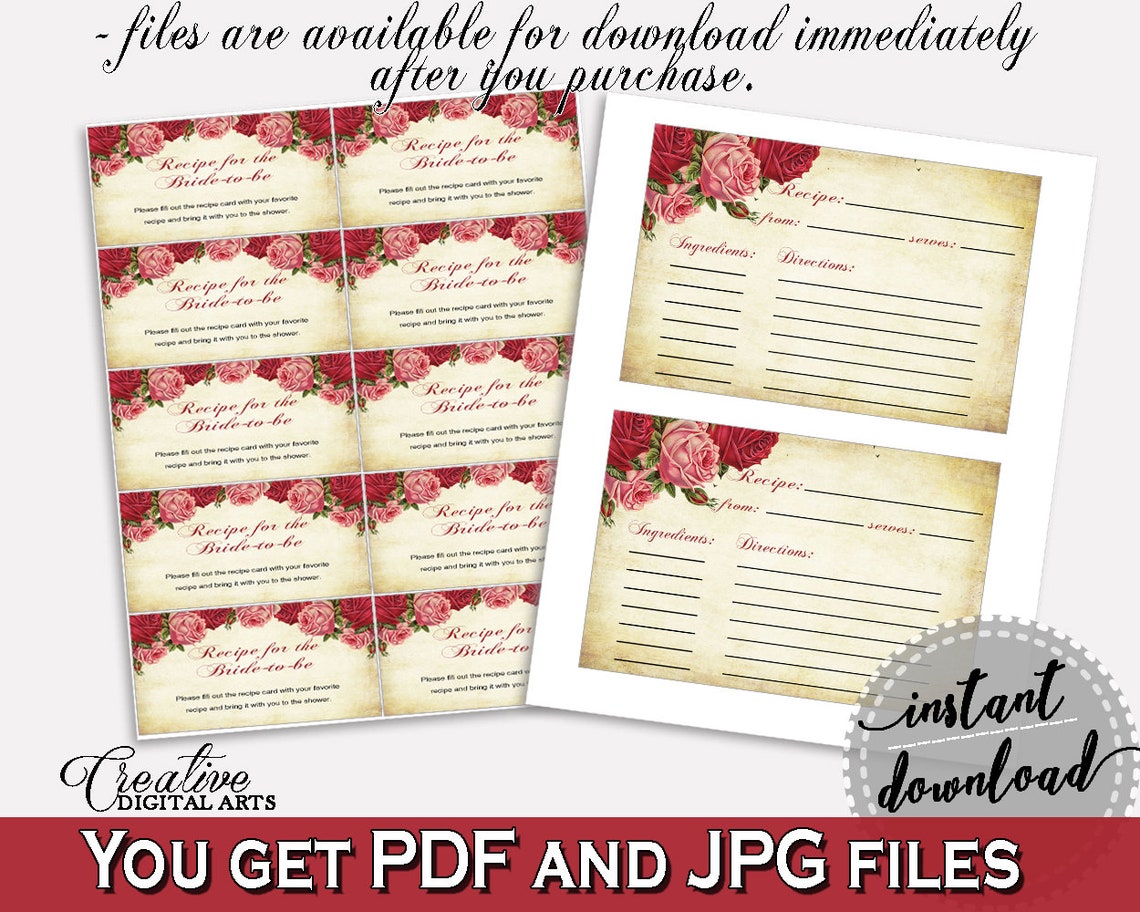 Recipe for the Bride to Be Bridal Shower Recipe for the Bride - Etsy