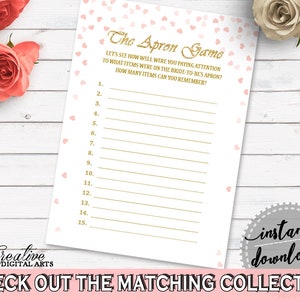 The Apron Game Bridal Shower the Apron Game Pink and Gold Bridal Shower ...