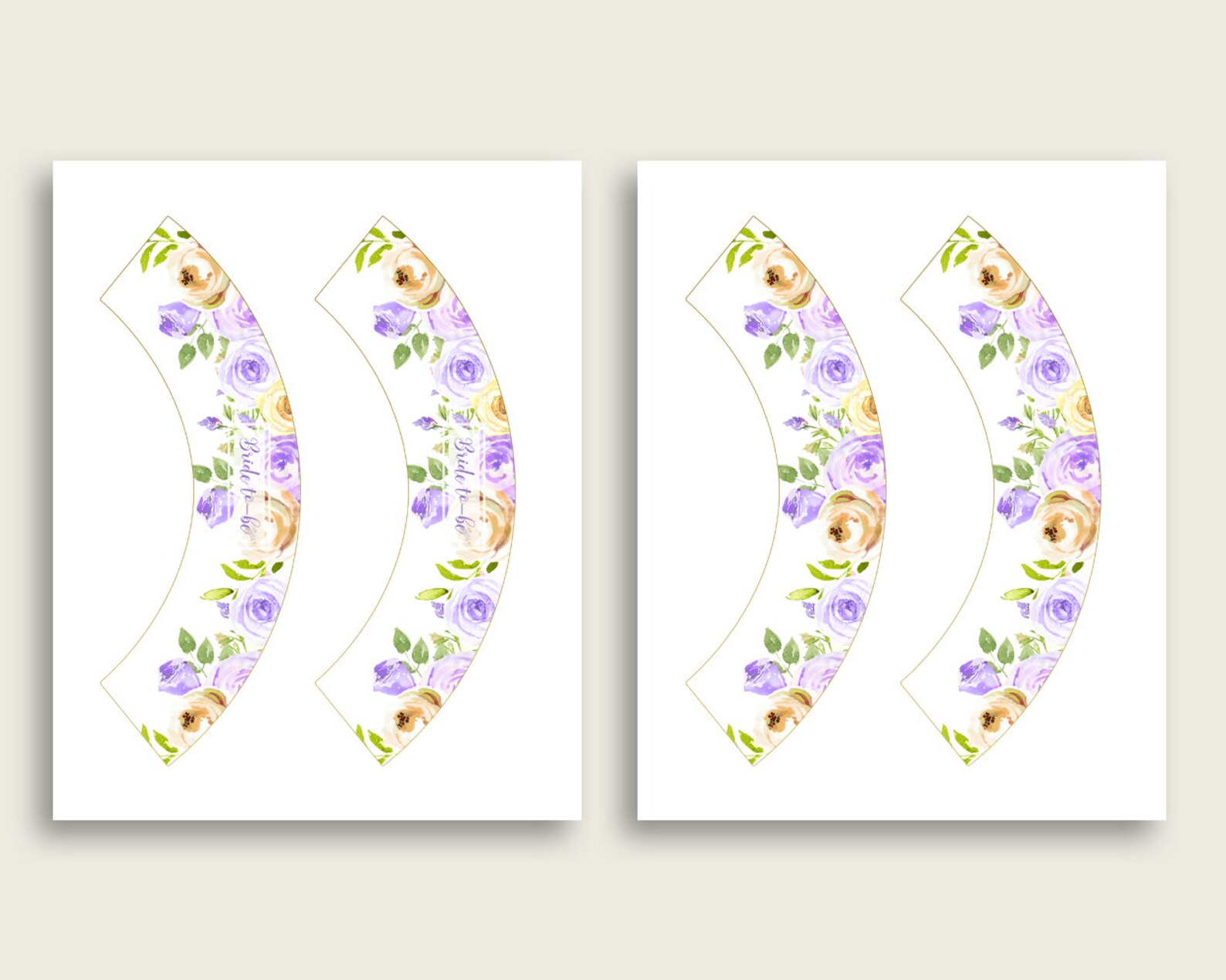Purple Floral Bridal Shower Cupcake Toppers Printable Purple - Etsy