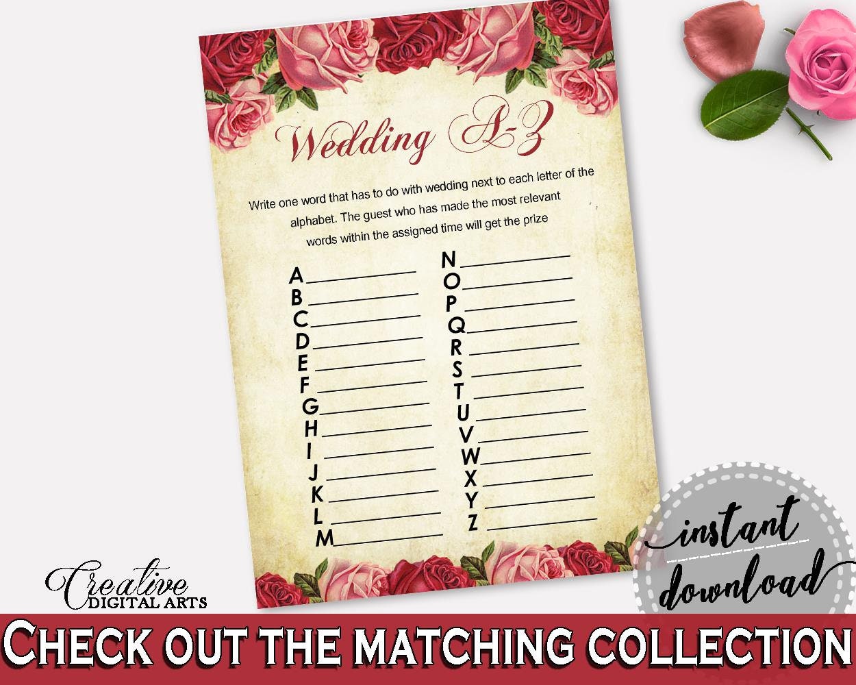 Wedding Game Bridal Shower Wedding Game Vintage Bridal Shower Wedding ...