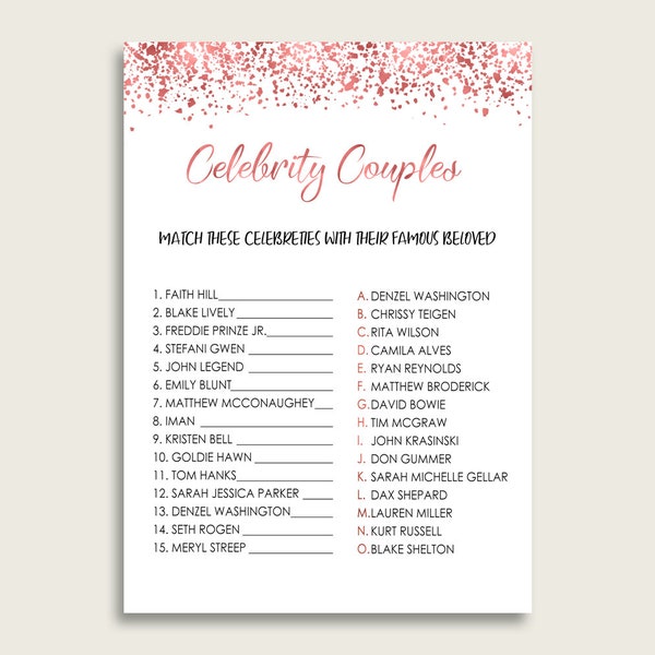 Famous Couples Game - Etsy