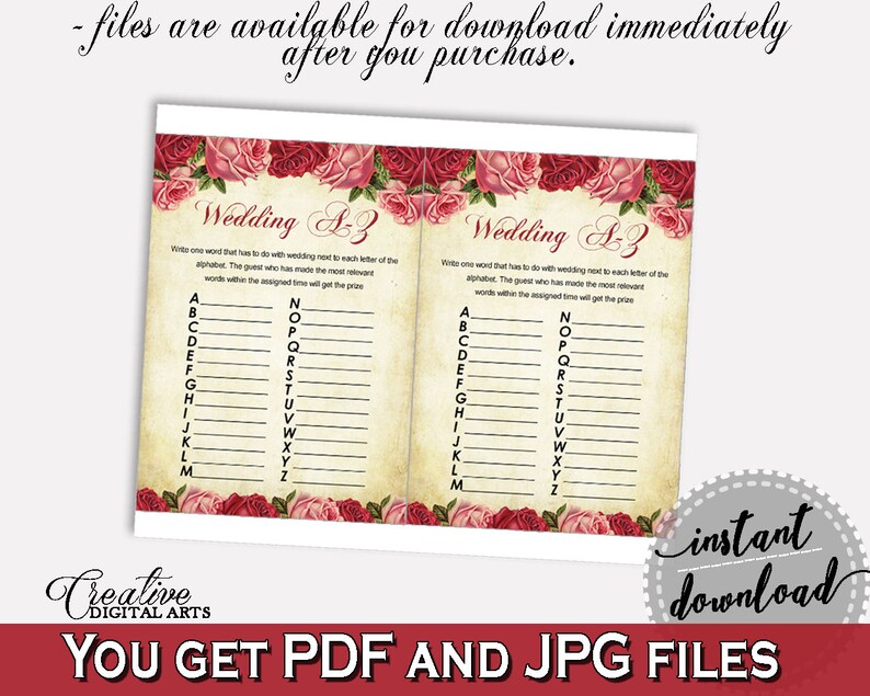 Wedding Game Bridal Shower Wedding Game Vintage Bridal Shower Wedding ...