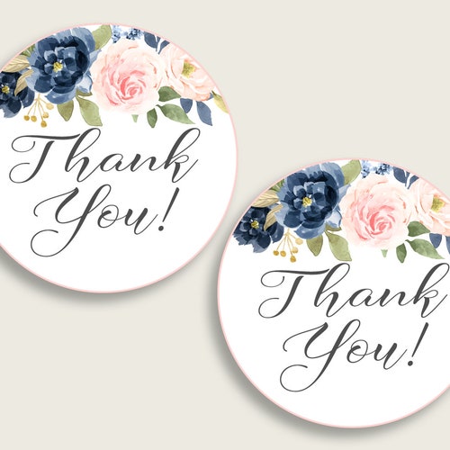 Navy Blue and Blush Pink Favor Tag Template Gift Tag - Etsy