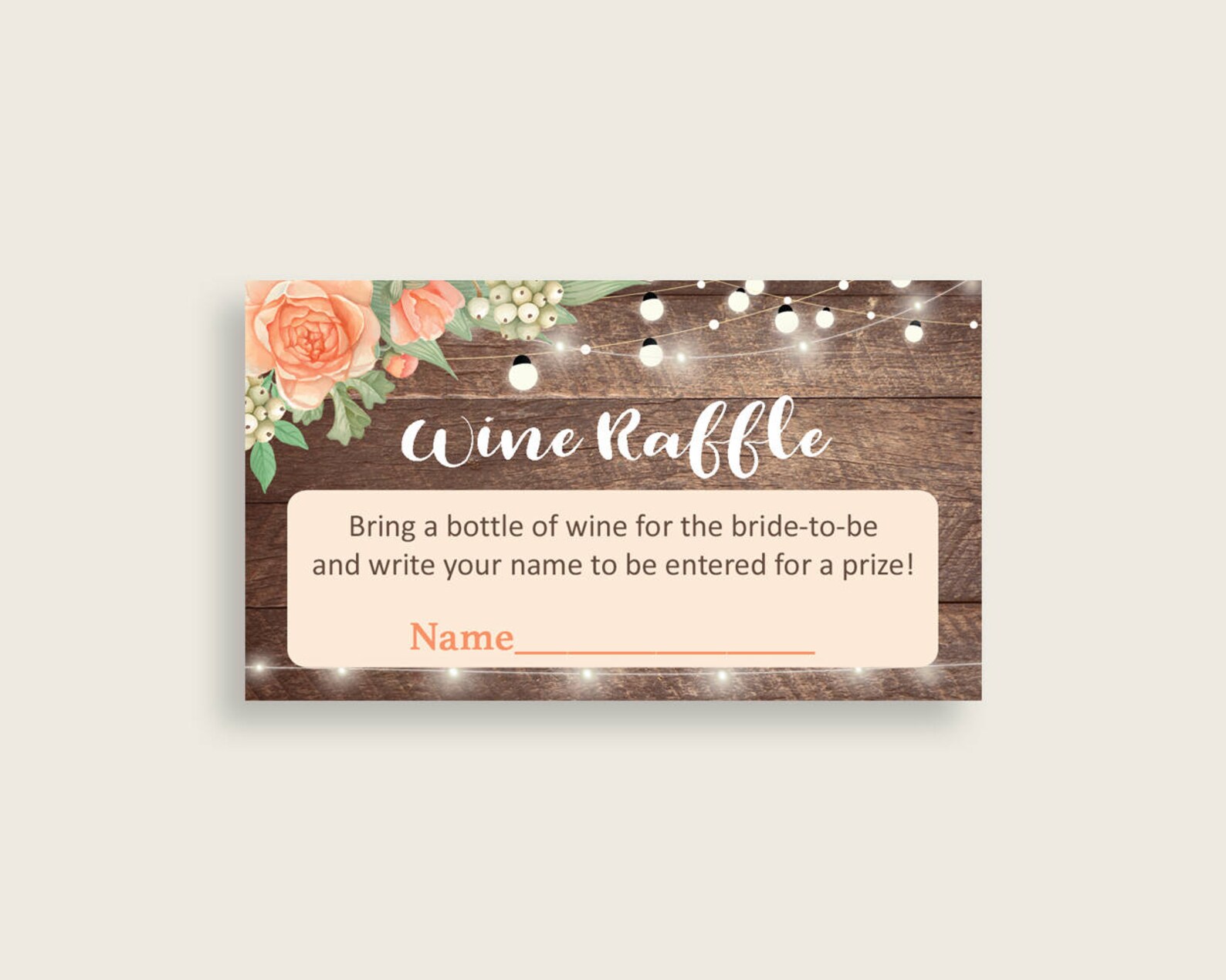 Wine Raffle Bridal Shower Wine Raffle Rustic Bridal Shower - Etsy