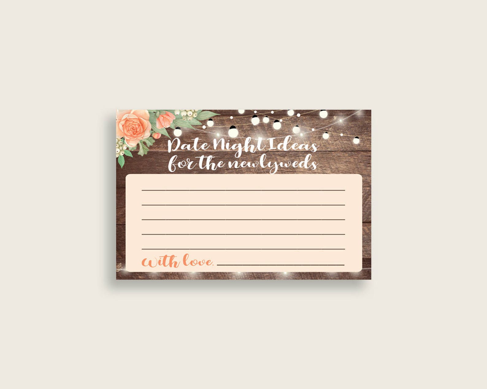 Date Night Ideas Bridal Shower Date Night Ideas Rustic Bridal | Etsy