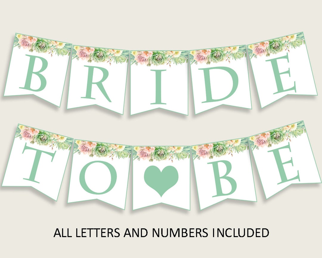 Succulent Bridal Shower Banner Letters Printable, Green Pink Banner ...