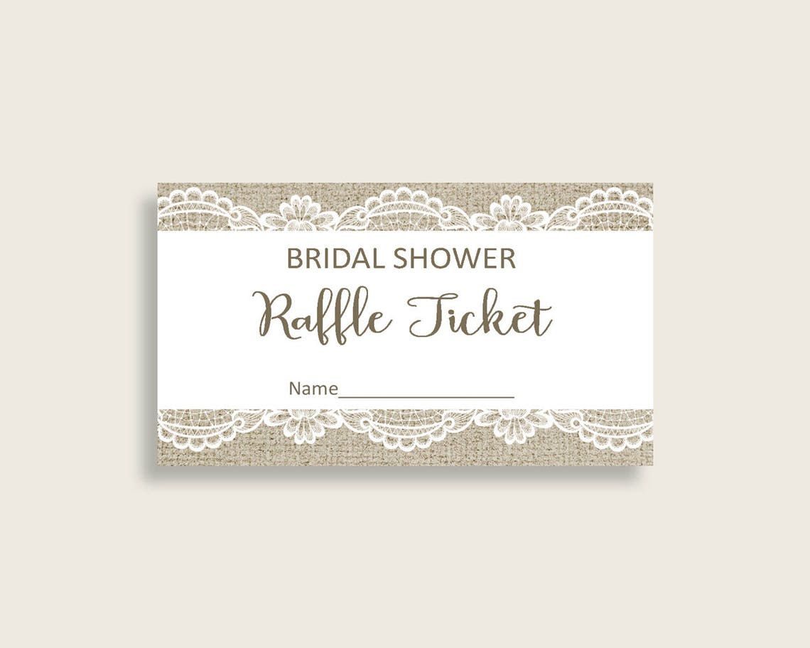 Raffle Ticket Bridal Shower Raffle Ticket Burlap And Lace | Etsy