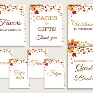 Table Signs Bridal Shower Table Signs Fall Bridal Shower Table Signs ...